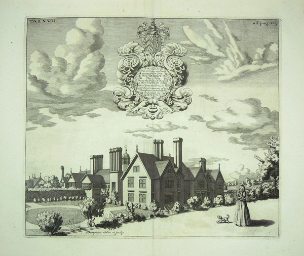 Antique Engraving of Blithfield Hall in Staffordshire 1686 Michael Burghers