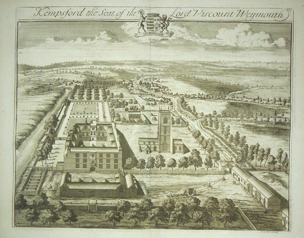 Antique Engraving illustrating Kempsford in Gloucestershire by Johannes ...