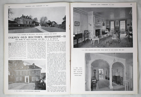 Country Life Magazine on Inkpen Old Rectory in Berkshire Feb 19th 1943